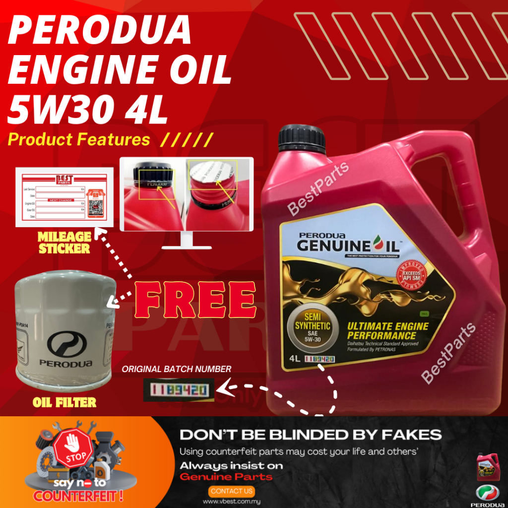Perodua Engine Oil Semi Synthetic 5W30 Myvi Alza Myvi Lagi Best Viva ...