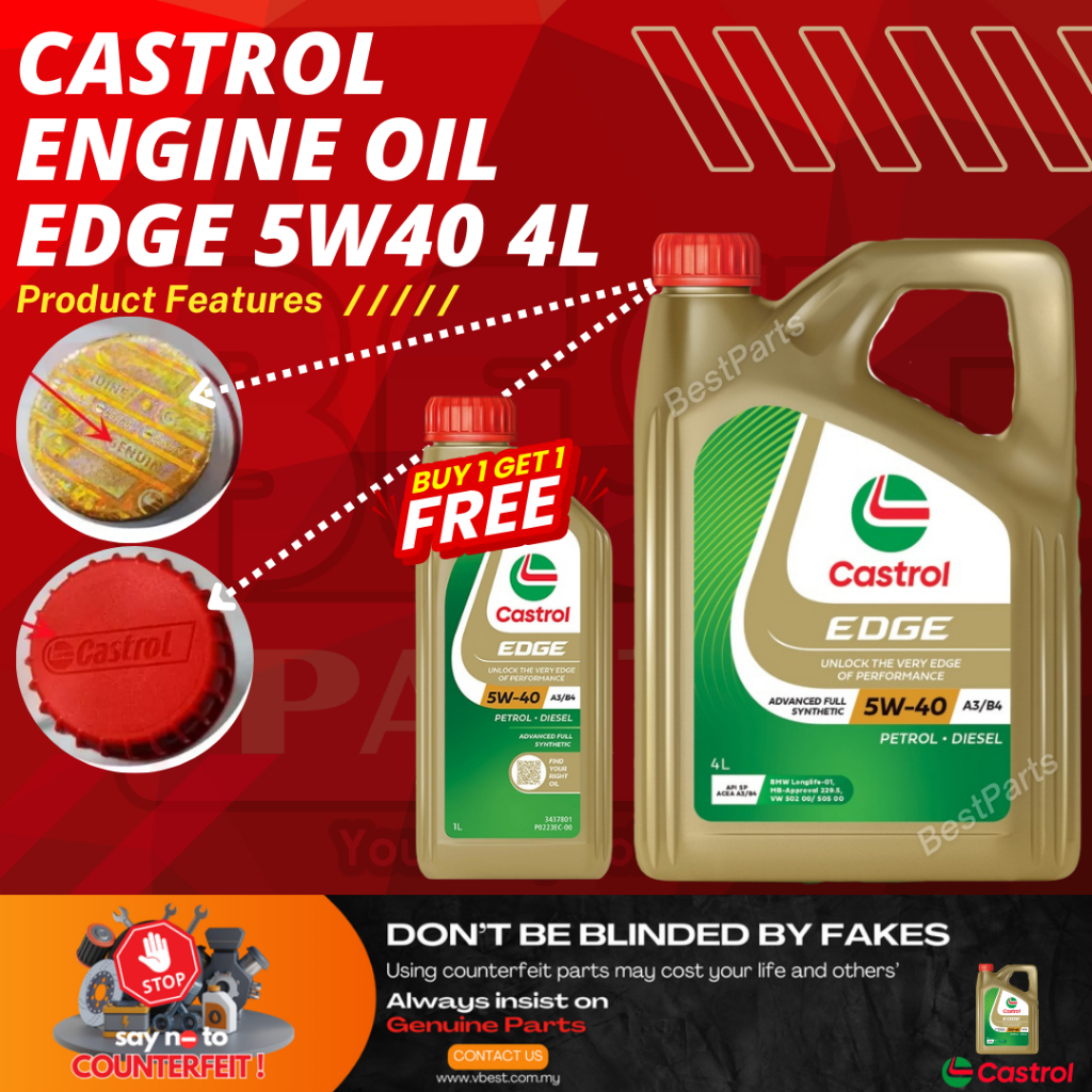 Castrol EDGE 5W-40 SN Engine Oils for Petrol and Diesel Cars 1L/4L - vbest.com.my