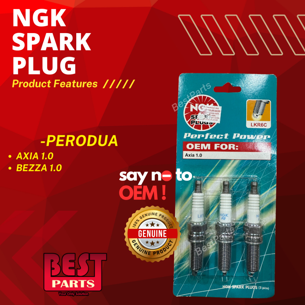 [3pcs] LKR6C Perodua Ngk Genuine Spark Plug Axia 1.0 Bezza 1.0 (3 pcs/set ) - vbest.com.my