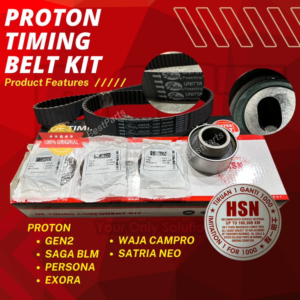 Gates Timing Belt Kit Set Timing Kit Proton Gen2 Persona Saga BLM ...