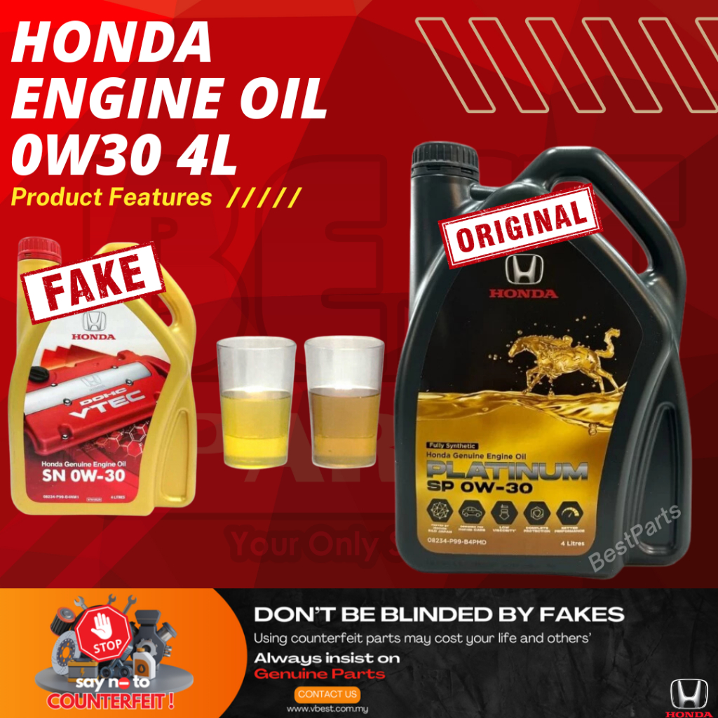 Honda Fully Synthetic Engine Oil Platinum SP 0W-30 0W30 4L Genuine ...