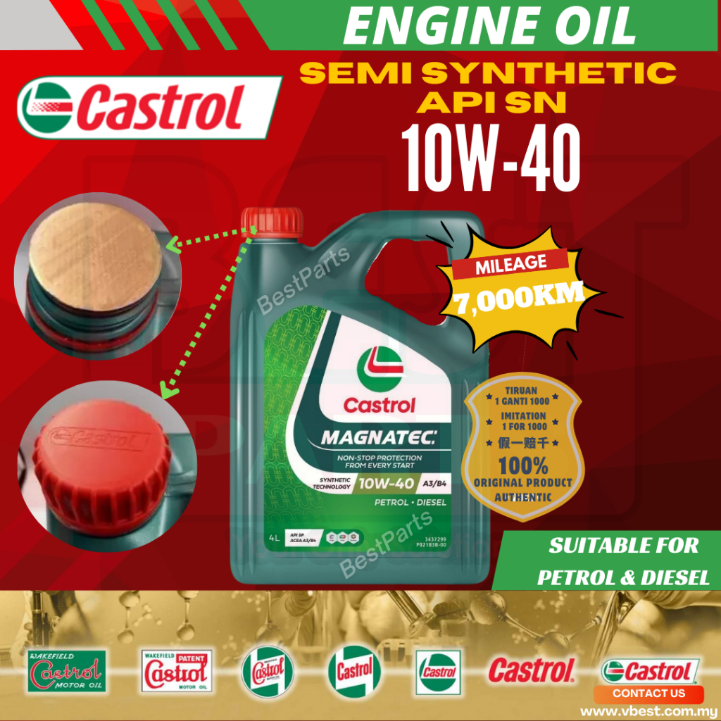 Original Engine Oil Castrol Magnatec 10W40 4Liter SN/CF ACEA A3/B3 Semi ...