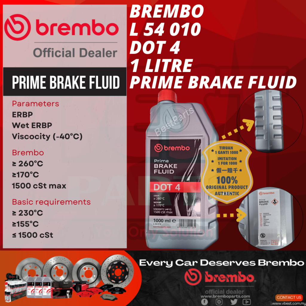 Brembo Premium Brake Oil Brake Fluid Dot 4 / Dot 5.1 Minyak Brake 1 ...