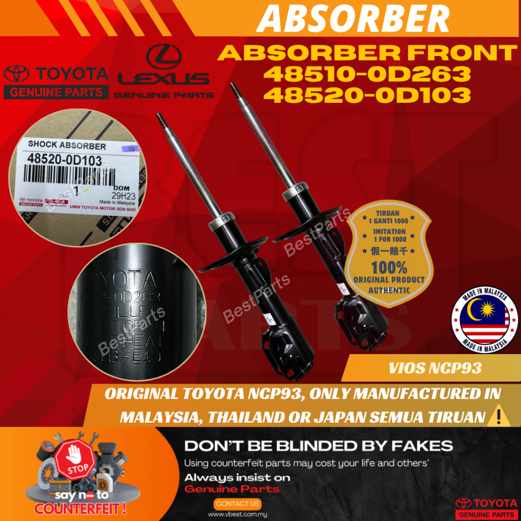 Original Toyota Vios NCP93 Yaris Front Rear Absorber Depan Belakang ...