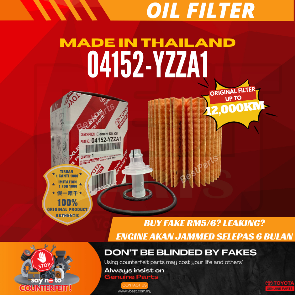 100% Original Toyota Oil Filter 04152-YZZA1 – Vellfire / Alphard 3.5 ...